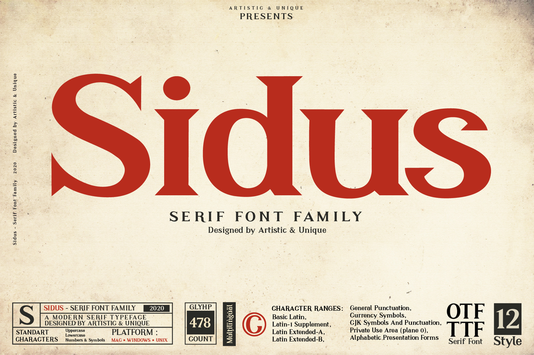 Sidus - Serif font family, a Serif Font by Artistic & Unique