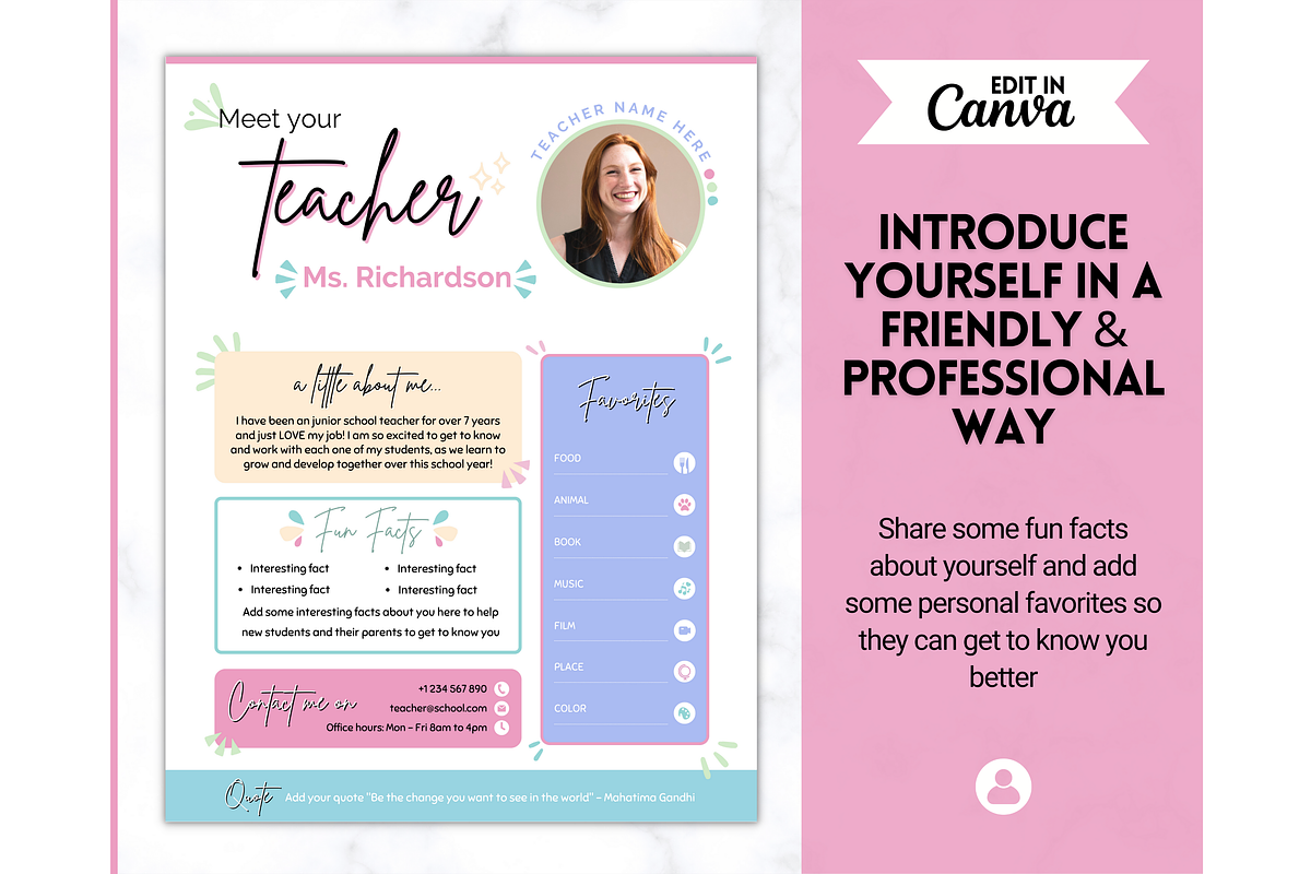 Meet the Teacher Template - Canva