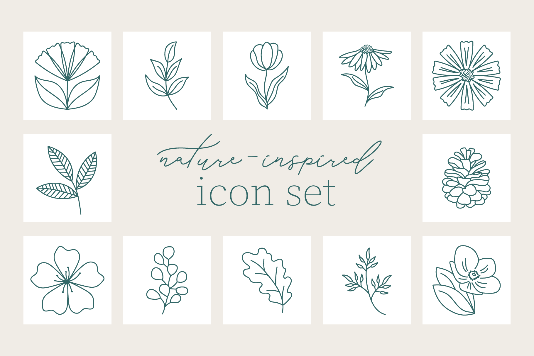 Nature-Inspired Icon Set | Creative Market