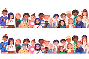 Happy cute diverse children group, a Person Illustration by Good Studio