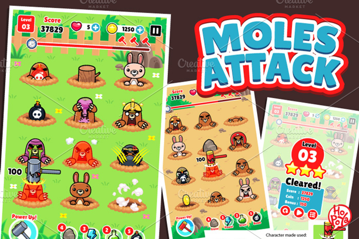 Moles Attack Game Assets, an Object Graphic by mikailain