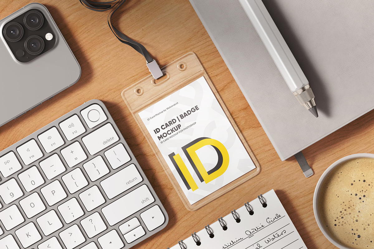 Vertical Name Tag Badge Mockup, a Merchandise Mockup by WebAndCat