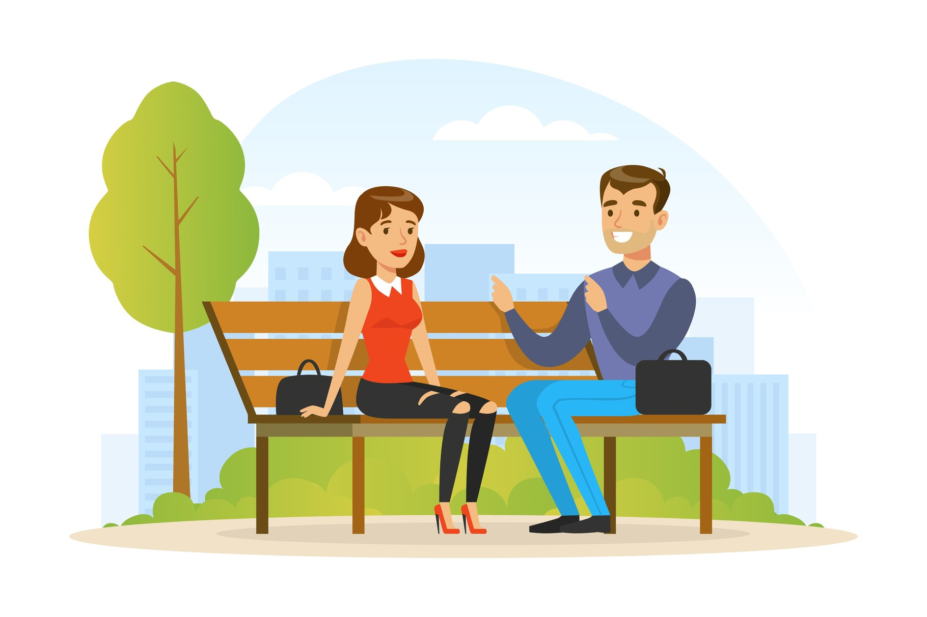People Relaxing in Nature in Urban, a Healthcare Illustration by TopVectors