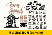 Bundle Farm Animals -Set2 25 designs, an Animal Illustration by Digital ...