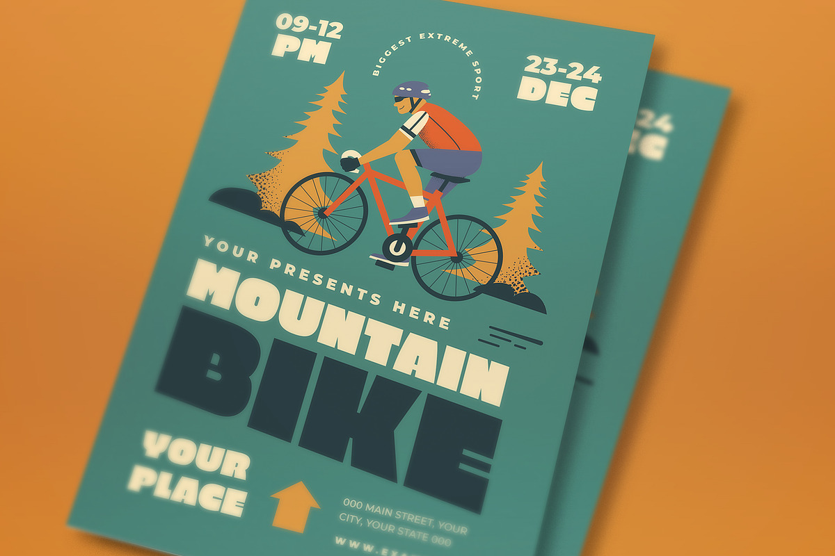 Flat Design Mountain Bike Flyer Set, a Flyer Template by graphicook