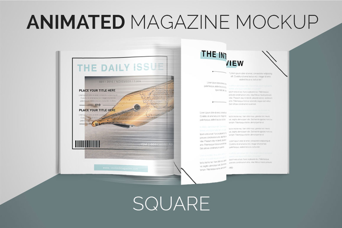 Animated Magazine Mockup | Square, a Print Template by wowproduction