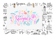 Summer elements, patterns, designs, a Seasonal Illustration by katya.bogina