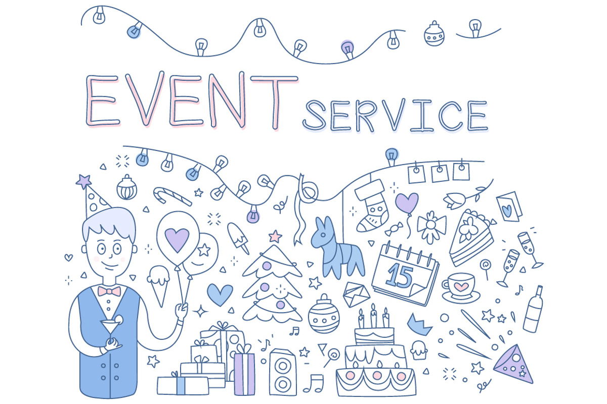 Event Service. Hand drawn Vector, a Person Illustration by TopVectors