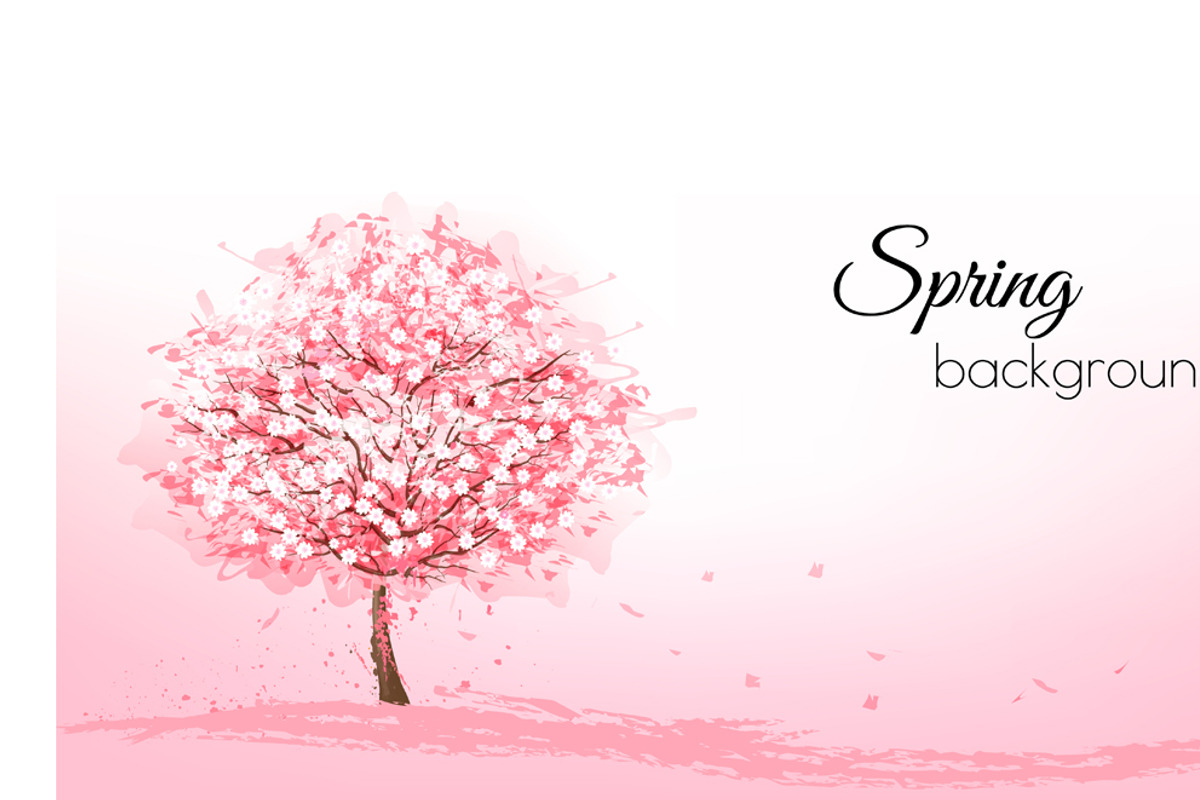 Background with a pink sakura Vector, a Decorative Illustration by ecco