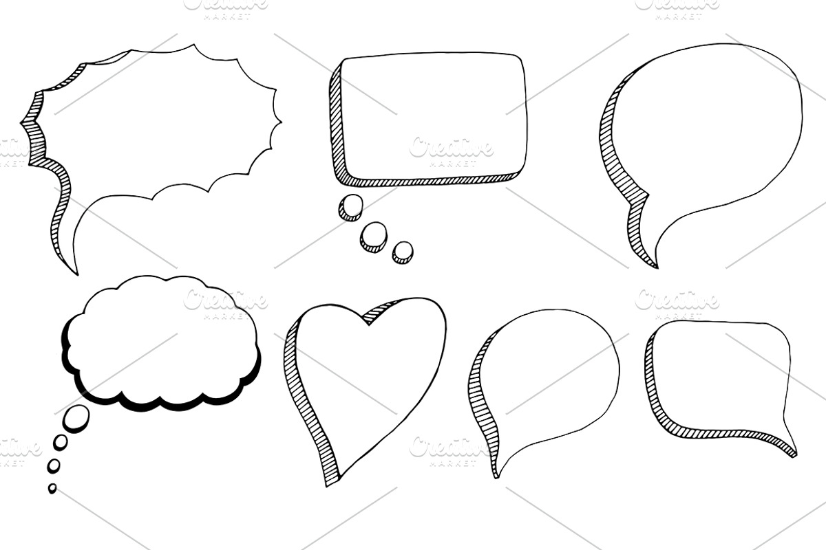 Doodle Speech Bubbles, an Illustration by IllustrationArtShop