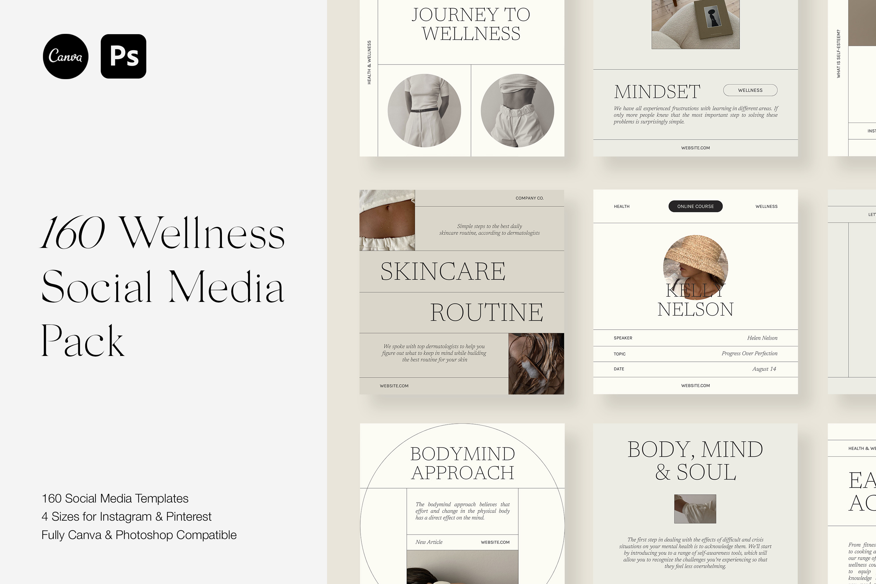 Wellness Social Media Pack Canva PS, a Social Media Template by Feel This