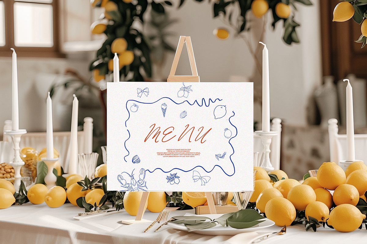 Hand drawn Italian Wedding Food Icons