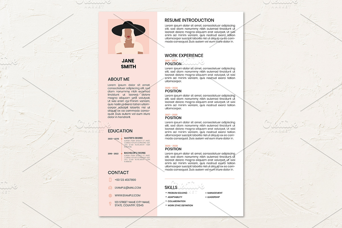 Feminine CV editable resume template, a Resume Template by rawpixel