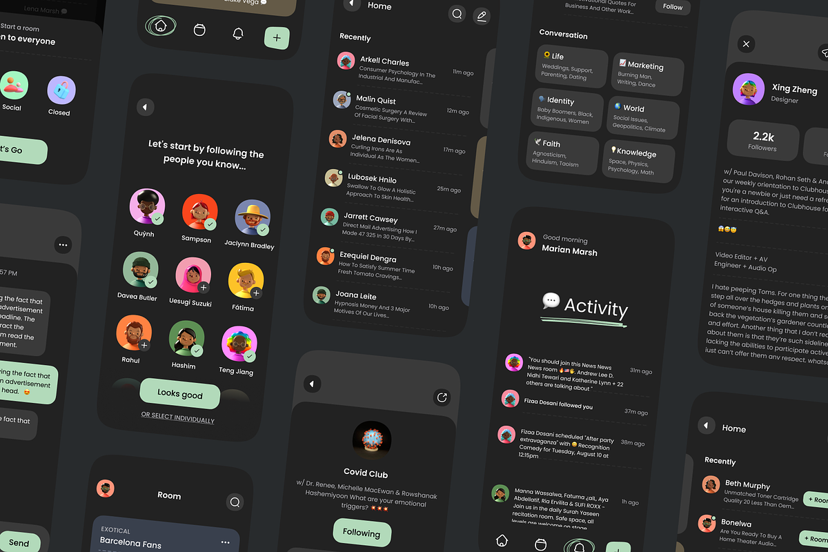 Social Audio App UI Kit | Creative Market