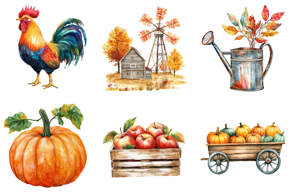 Fall Farm Clipart Bundle, an Illustration by designcity5