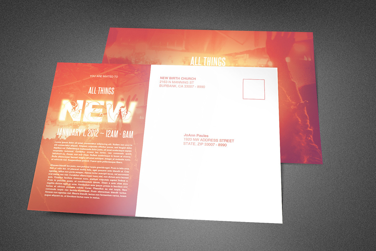 All Things New Church Postcard, a Card Template by loswl
