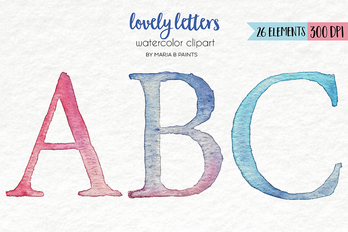 Watercolor Clip Art - Alphabet, an Illustration by Maria B. Paints