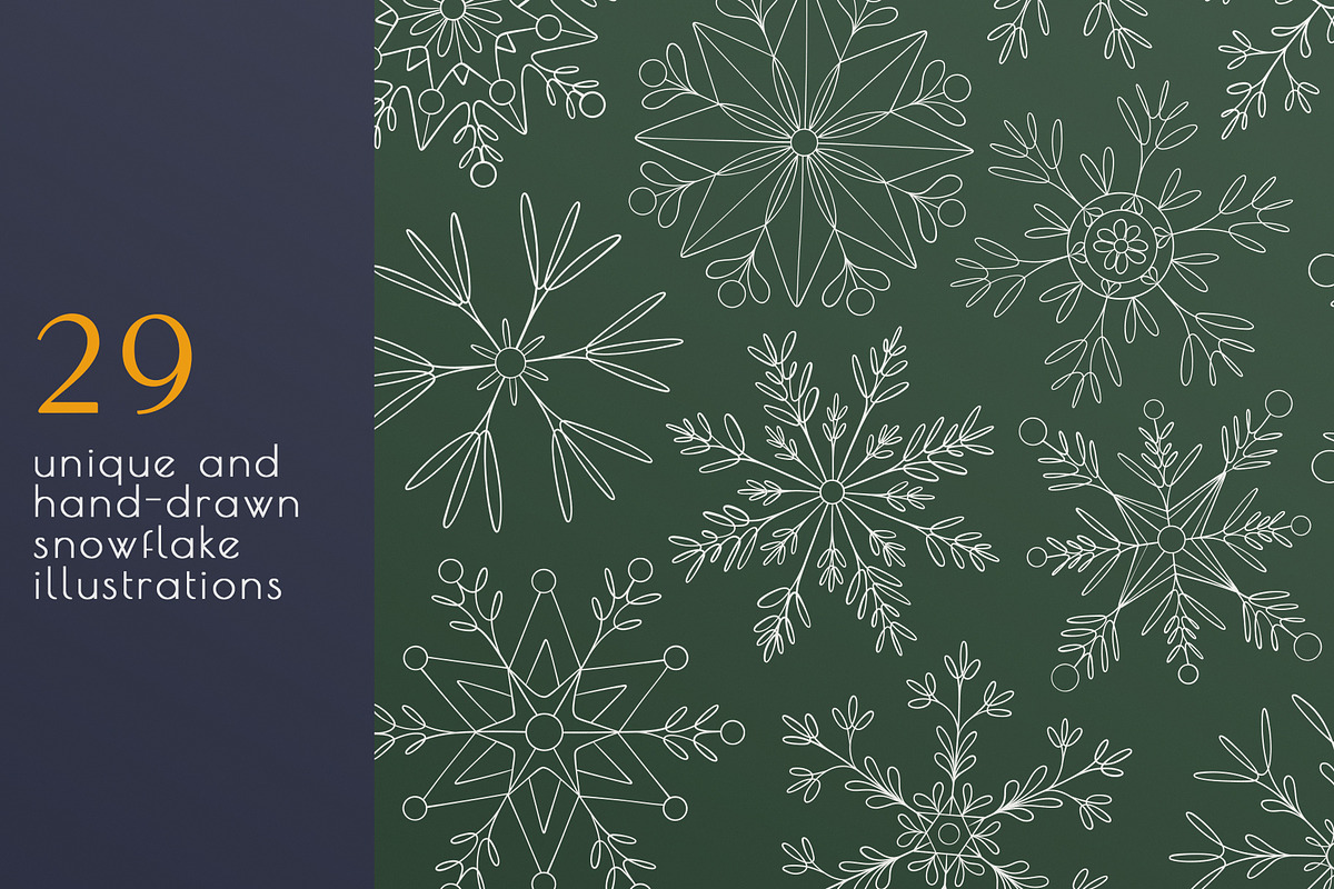 Snowflakes - line art illustrations, an Illustration by Anna.Klets