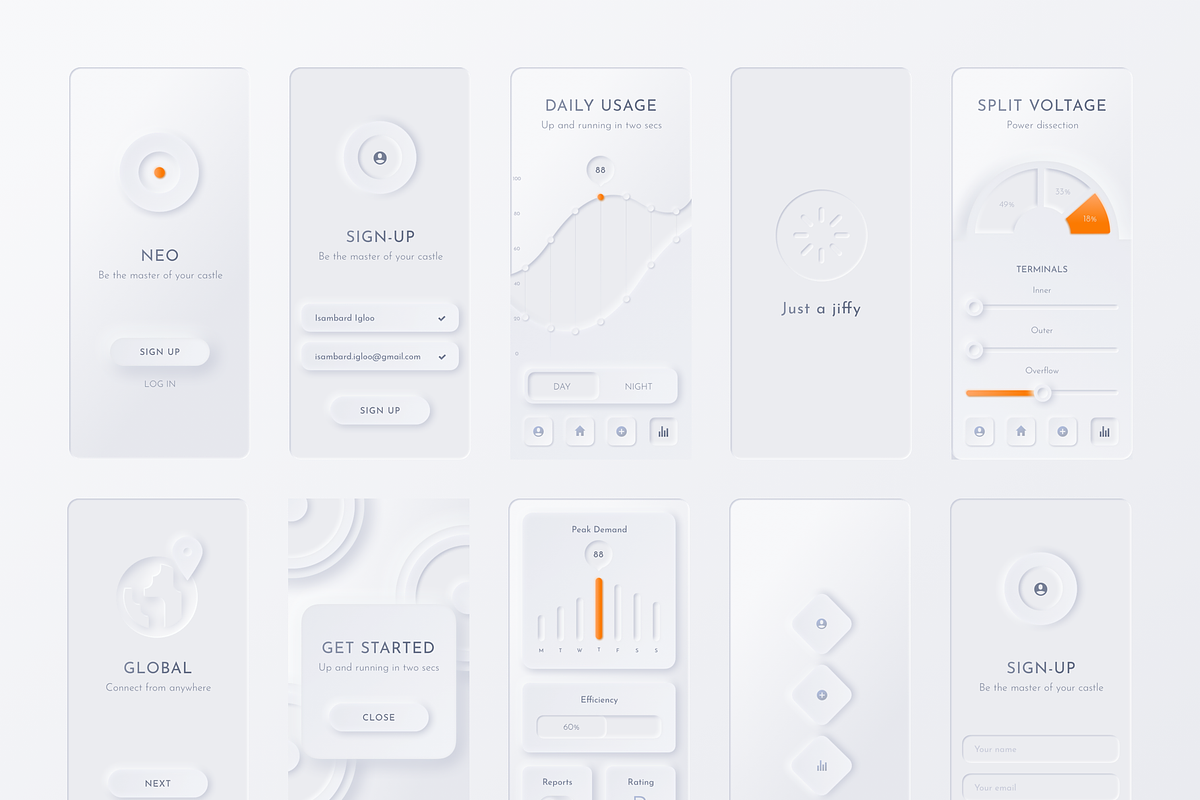 Neumorphic Soft UI Kit - NEU, an UI Kit Template by Delightful Design