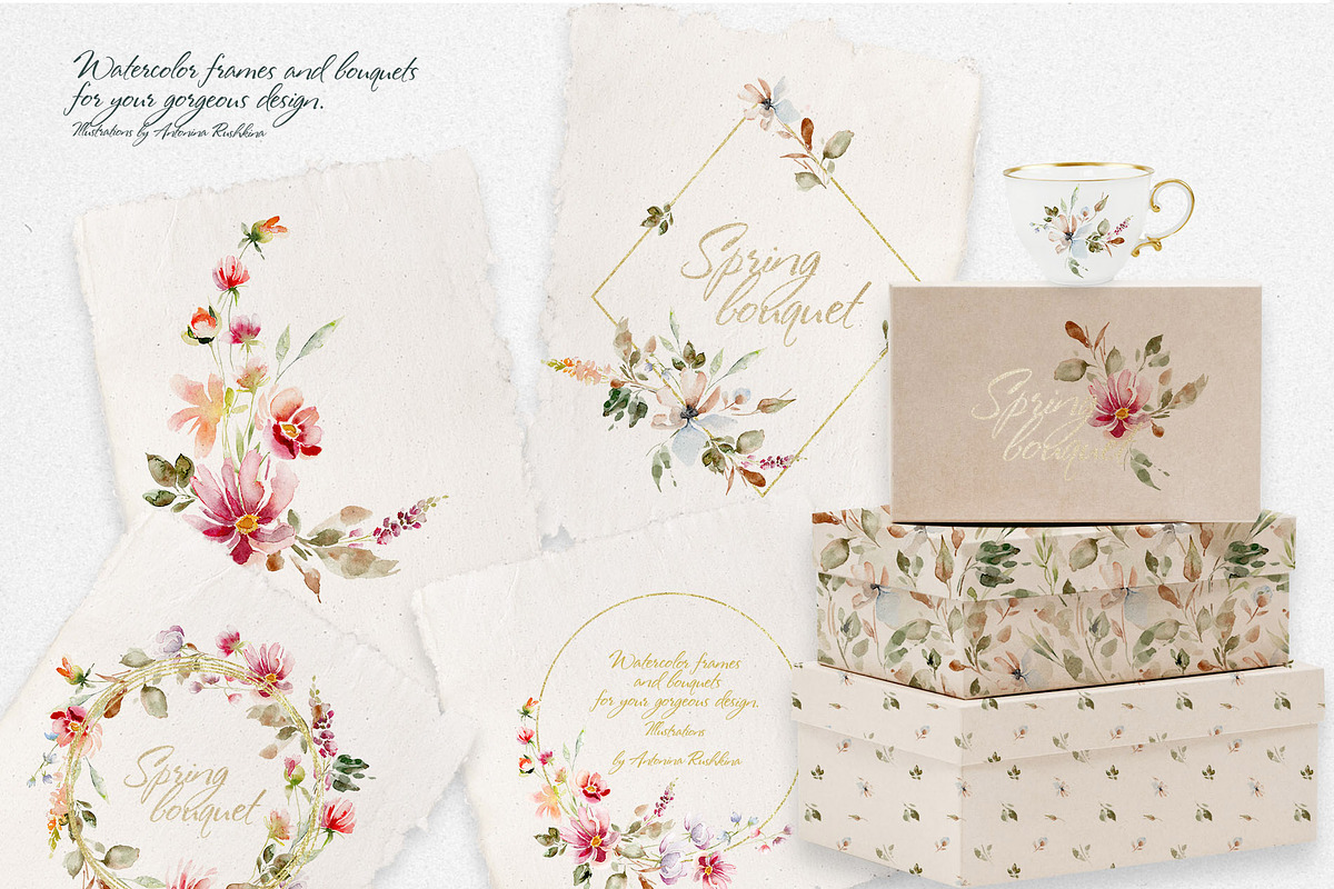 watercolor spring flowers