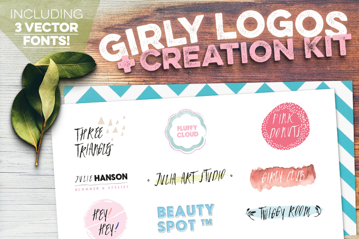 Girly Logos + Creation Kit w/ Fonts, a Branding & Logo Template by ...