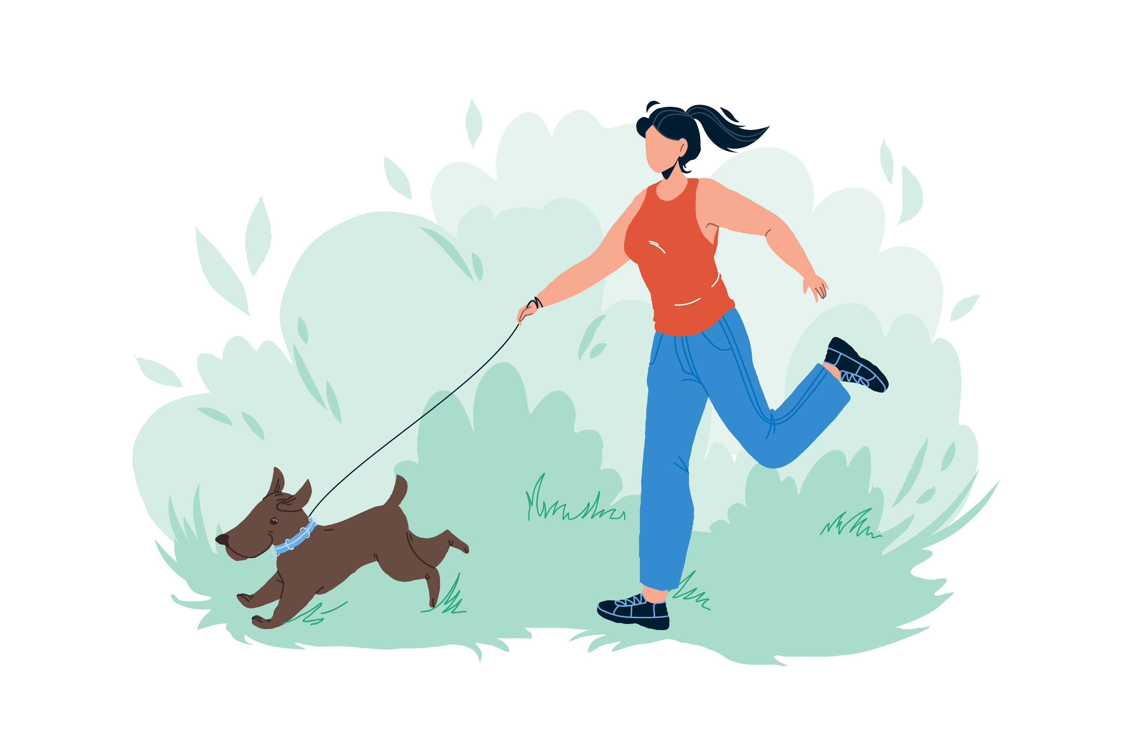 Pet Walking And Running In Park With, an Animal Illustration by pikepicture