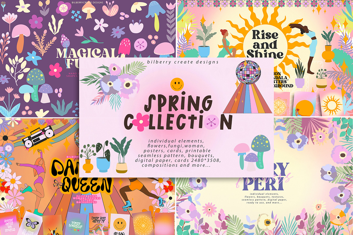 Spring collection art set, an Object Illustration by BilberryCreates