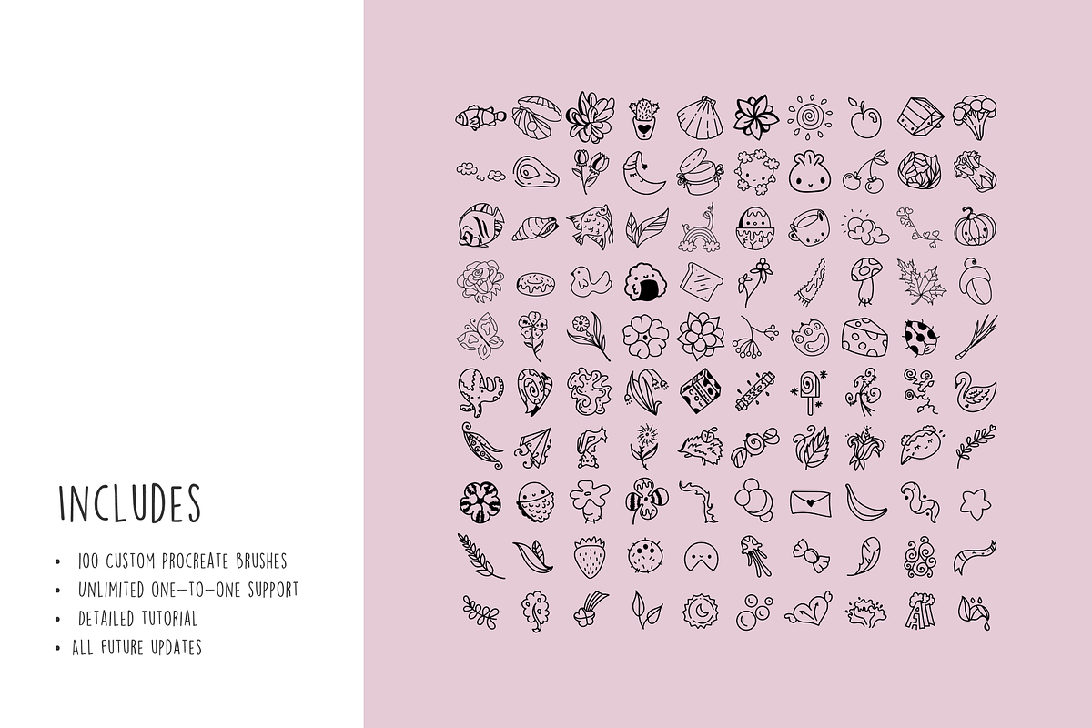 PROODLE Procreate Doodle Stamps, a Brush Add-On by Delightful Design