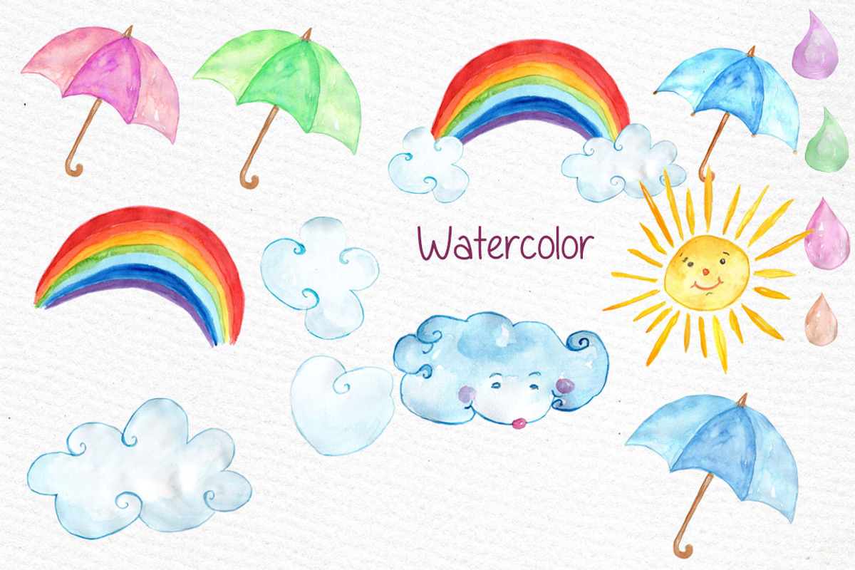 Watercolor weather clipart, an Illustration by vivastarkids