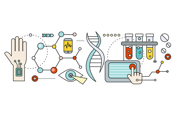 Laboratory with Human DNA, a Healthcare Illustration by robuart