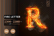 Fire Letter R of burning flame (PSD), an Illustration by Ron Dale