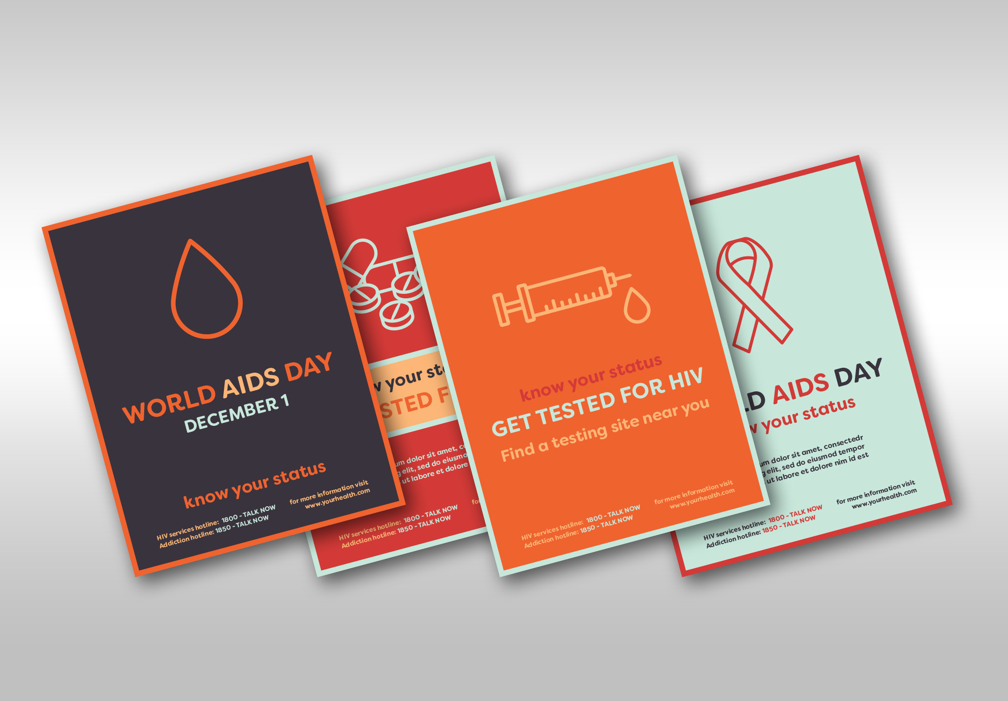 Aids Awareness Posters, a Card Template by wavebreak | Creative Market