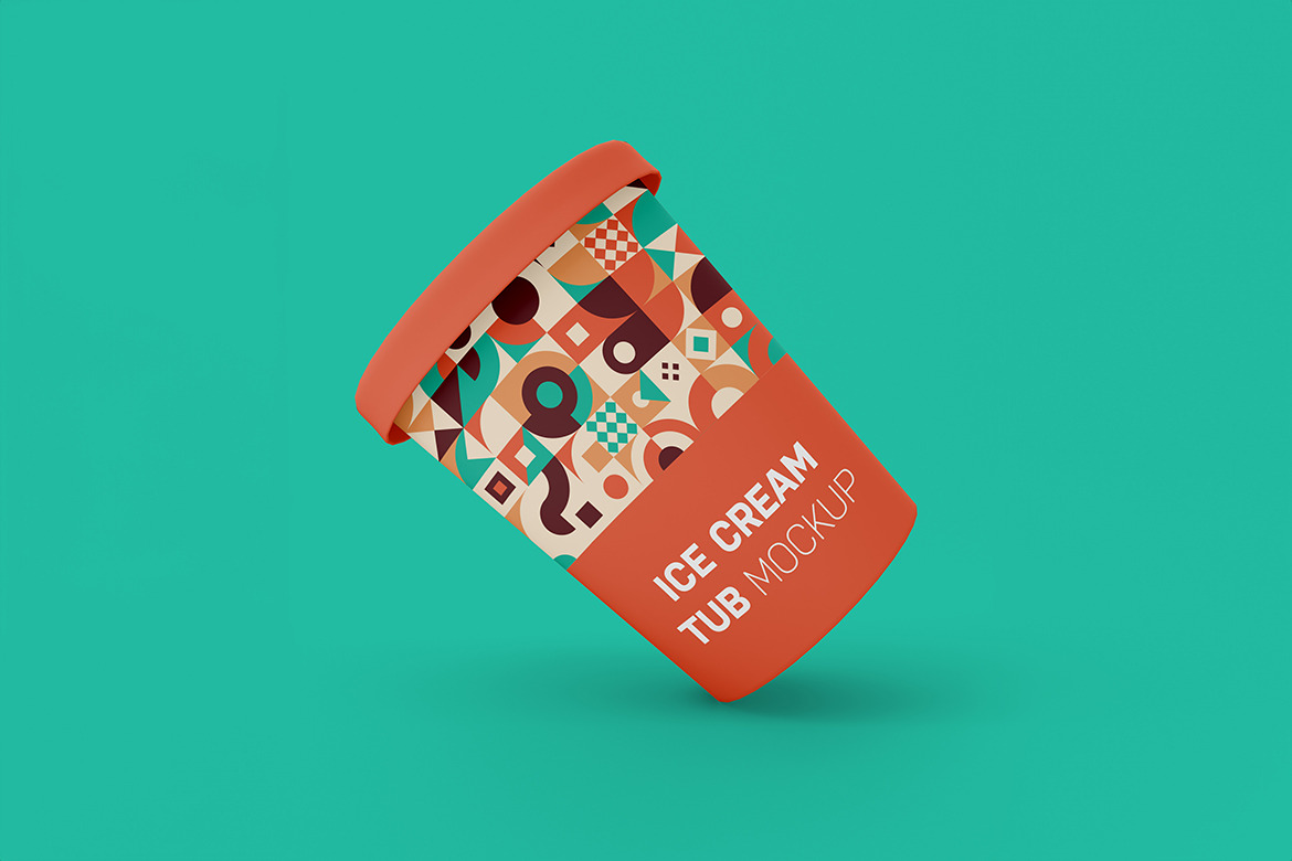 Ice Cream Tub Mockup, a Packaging Mockup by Qaleb Studio