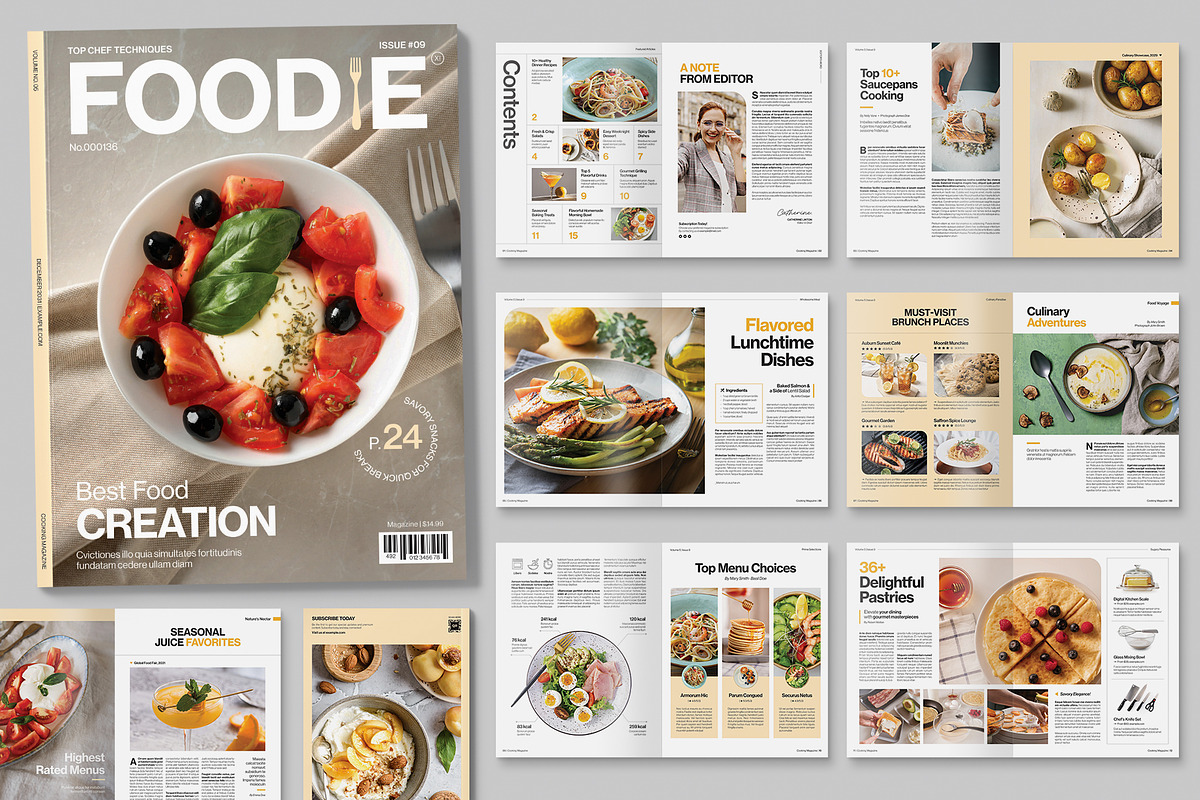 Food & Cooking Magazine Template, a Magazine Template by BrandPacks