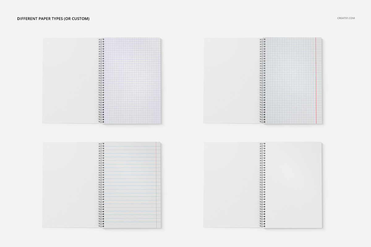 A4 Notebook Mockup Set (square holes, a Print Template by creatsy5