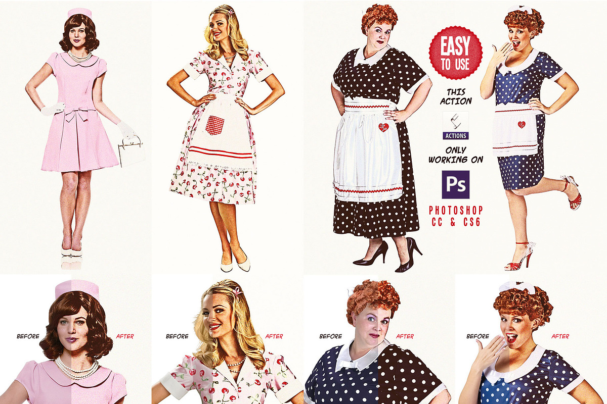 50s Painting Effect Photoshop Action, an Action Add-On by The Design ...