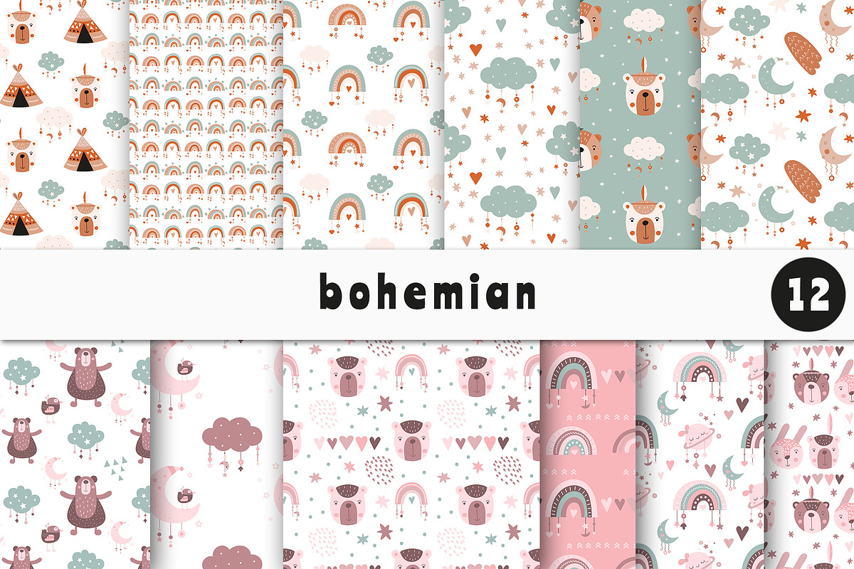 Kids pattern BUNDLE 200 patterns, a Pattern Graphic by Nursery Art