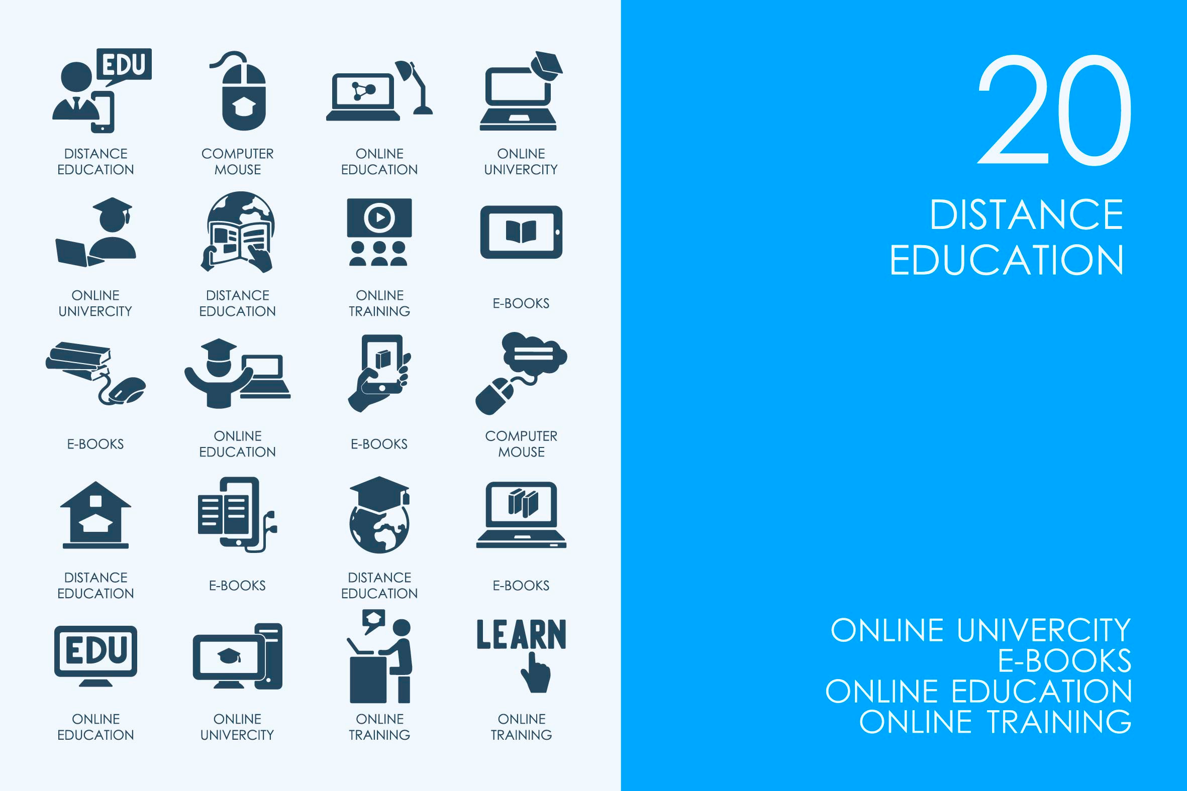 Distance education icons, an Outline Icon by Palau
