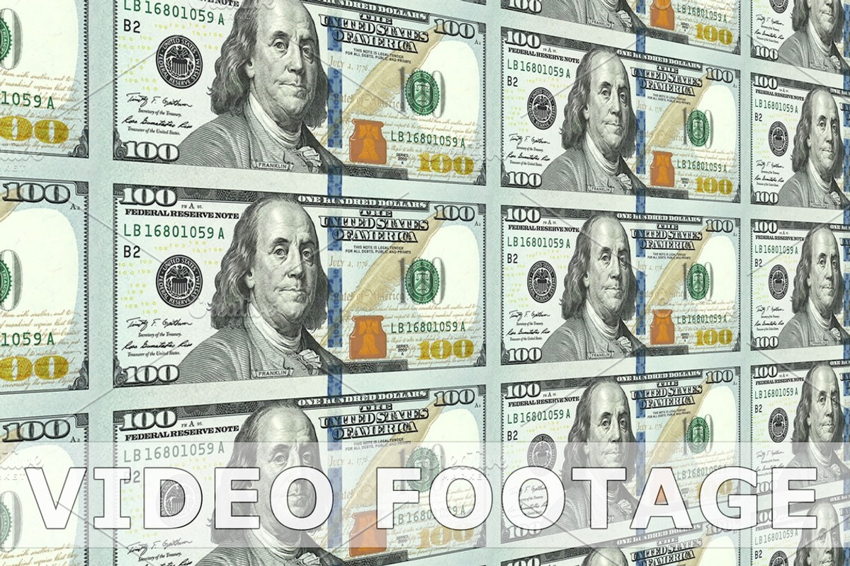 New 100 dollar bills in 3d perspective. Looped., a Graphic by HighRes ...