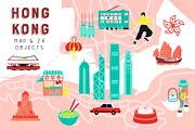 Cartoon Hong Kong map and 24 objects, an Object Graphic by Wondermilkycolor