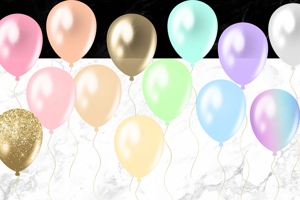 Pastel Rainbow Balloons Clipart, an Illustration by Digital Curio