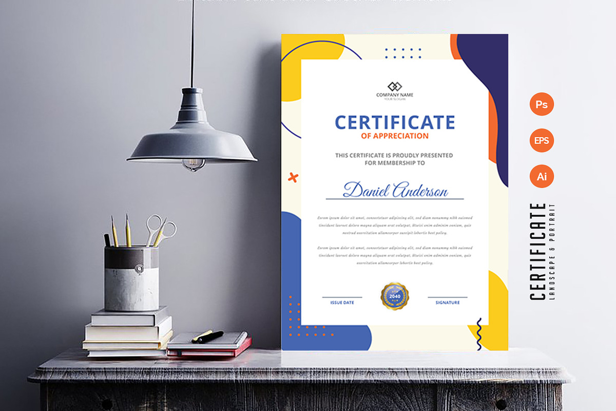 576. Modern Certificate Template, a Stationery Template by CreativeRezwan