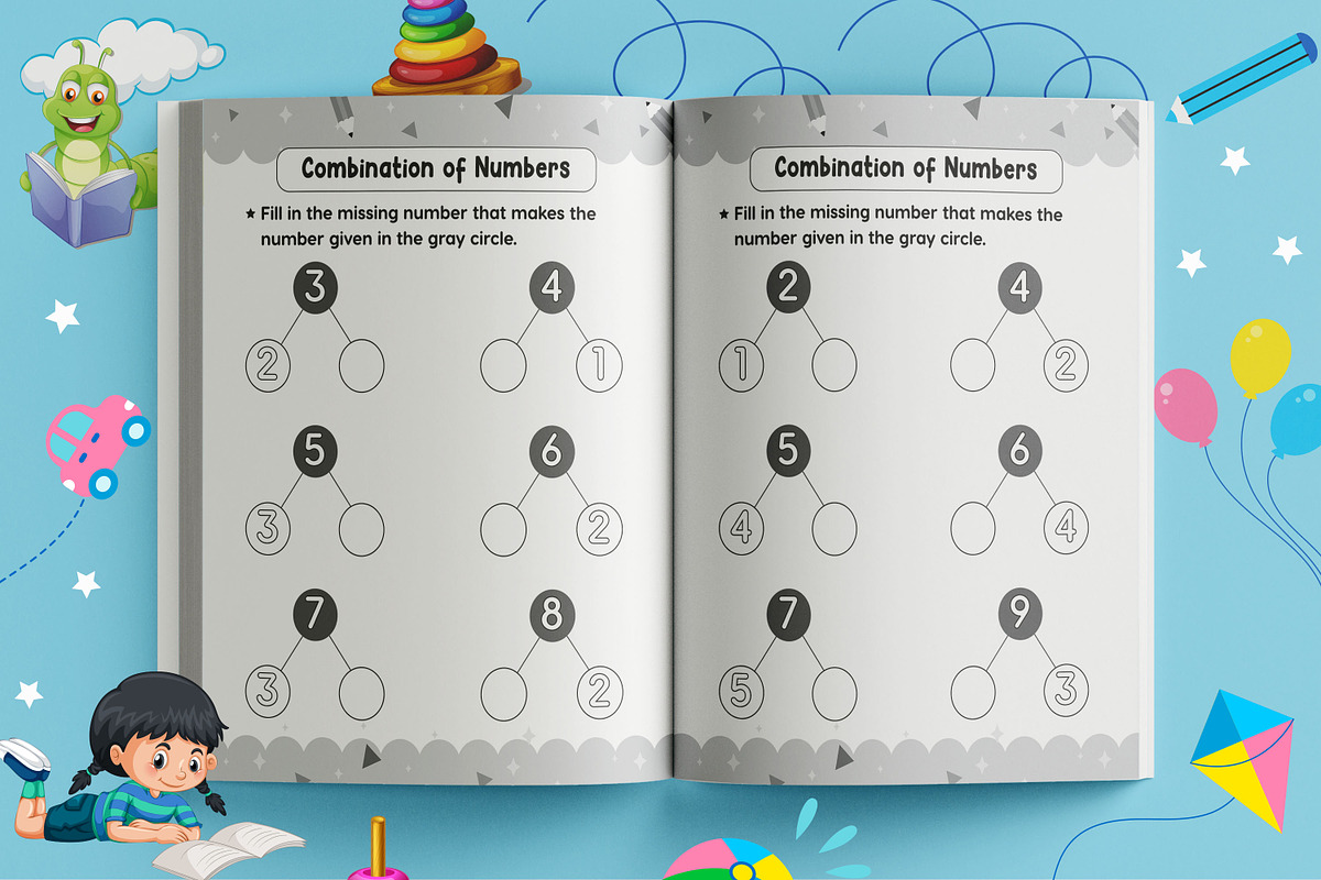 Kindergarten Math Activity Worksheet, a Print Template by Book2bees
