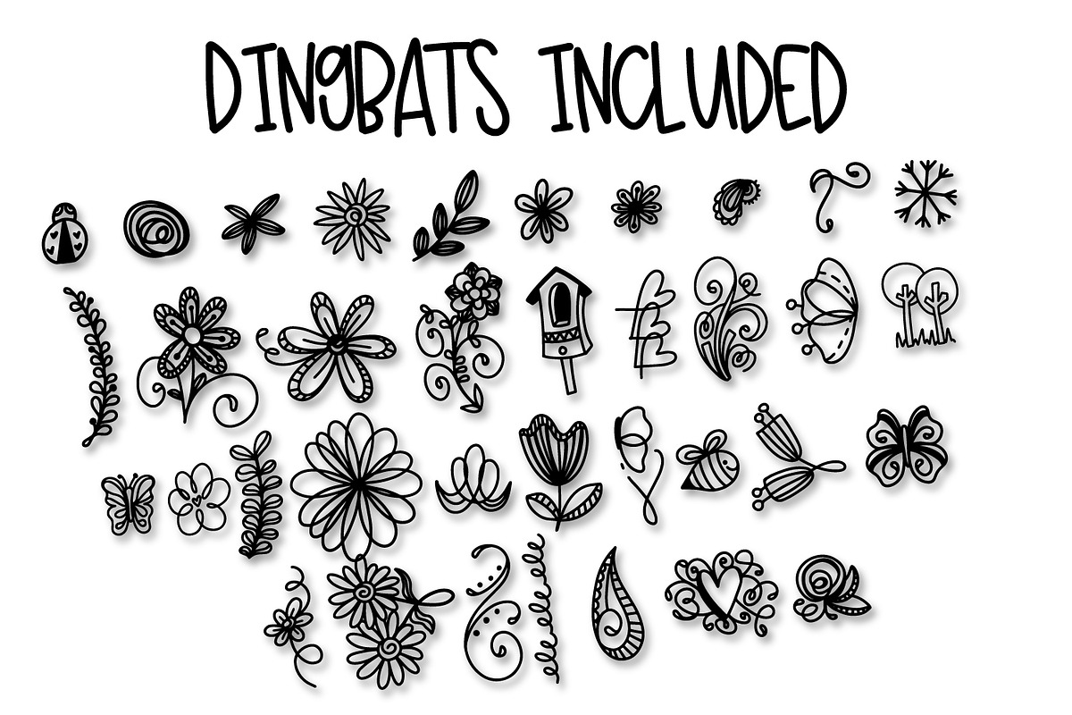 Doodle Bug - A Dingbat Font Duo, a Symbol Font by CraftyLittleNodes