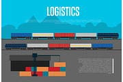 Logistics banner with freight train, a Transportation Illustration by ...