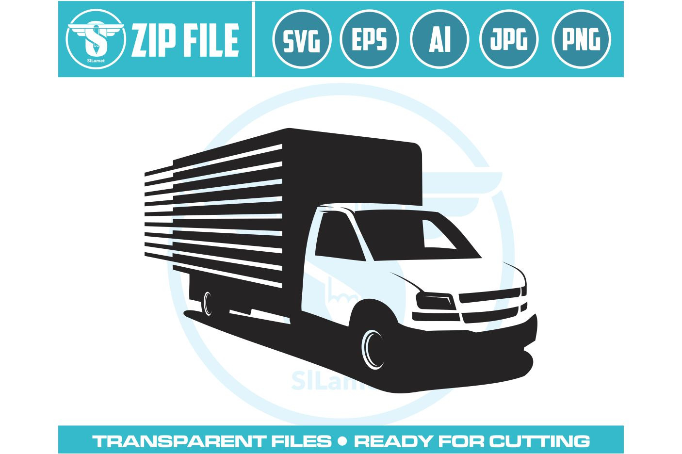 van box silhouette truck box outline, an Object Graphic by slLametDesigns