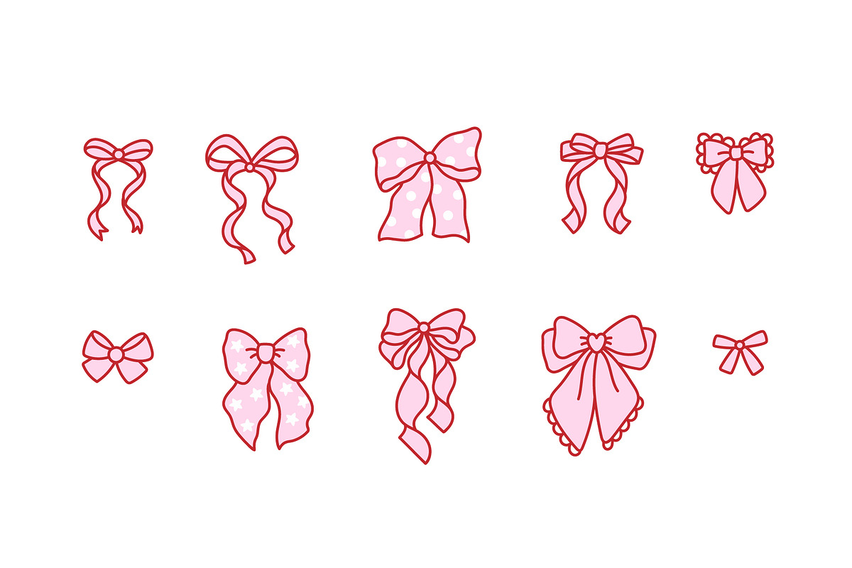 Coquette bows clip art EPS, SVG, PNG, an Object Graphic by Viaireshop