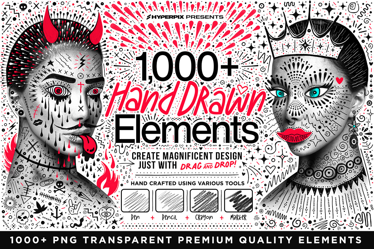 Hyper Hand Drawn - 1000 PNG Elements, an Object Graphic by Hyperpix ...