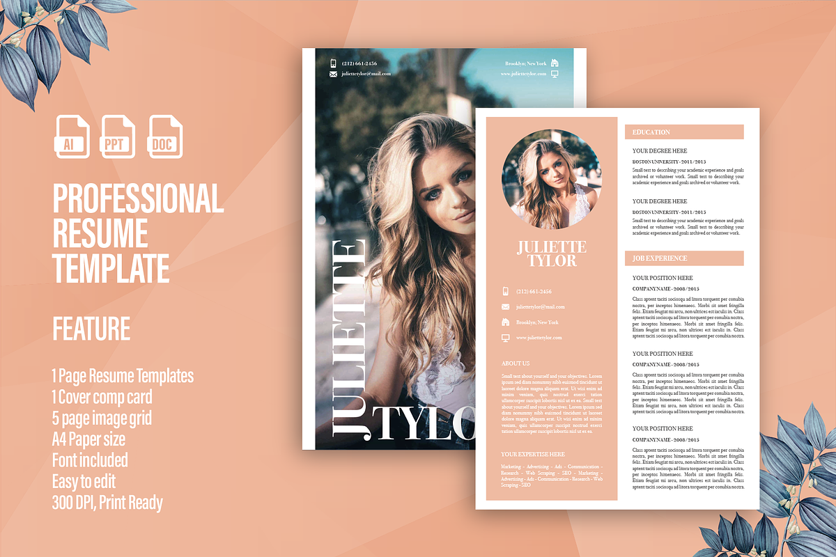 Model Fashion Resume, a Resume Template by TemplateLab