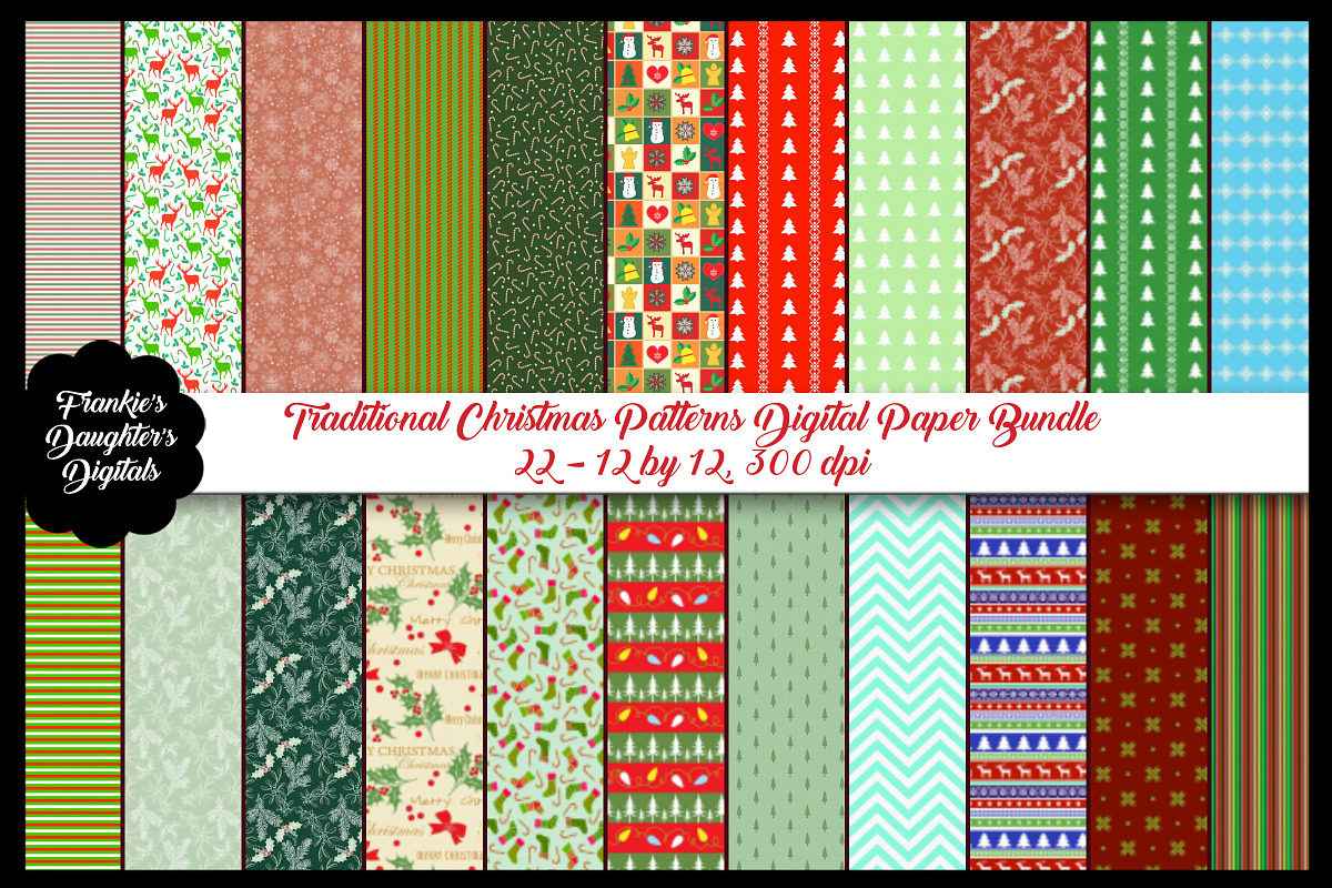 Christmas Pattern Digital Papers, a Pattern Graphic by ...